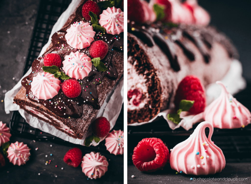 himbeer schoko biskuit rolle | tipps für biskuit teig - hej ocean